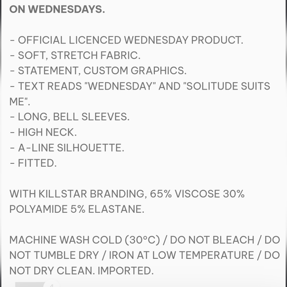 Killstar | Dresses | Nwt Killstar Wednesday Collab Long Sleeved Skater ...